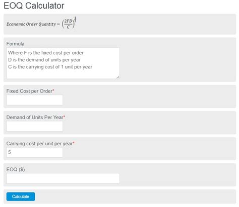 Eoq Calculator Economic Order Quantity Calculator Academy