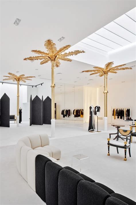 Gold Palm Trees Adorn The Monochromatic Interior Of Darial Concept Store