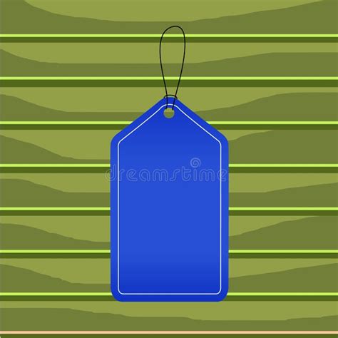 Colored Tag Vertically Positioned Rectangle Label Empty Badge Bound By String With Side Seams