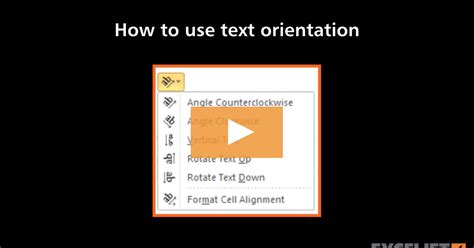 How To Use Text Orientation In Excel Video Exceljet