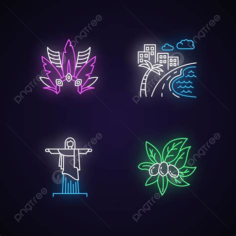 Light Set Vector Art Png Brazil Neon Light Icons Set Cityscape Vector Effect Png Image For