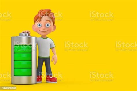 만화 리틀 보이 십대 사람 캐릭터 마스코트 추상 충전 배터리 3d 렌더링 아이에 대한 스톡 사진 및 기타 이미지 아이 가득 찬 교육 Istock