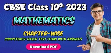 CBSE Class Th Mathematics Chapter Wise Competency Based Test Items