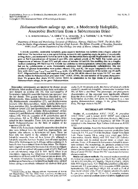 Pdf Haloanaerobium Salsugo Sp Nov A Moderately Halophilic Anaerobic Bacterium From A