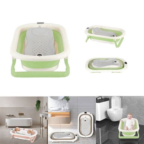 Vert Baignoire De Bébé Avec Transat De Bain Pieds Pliable Et