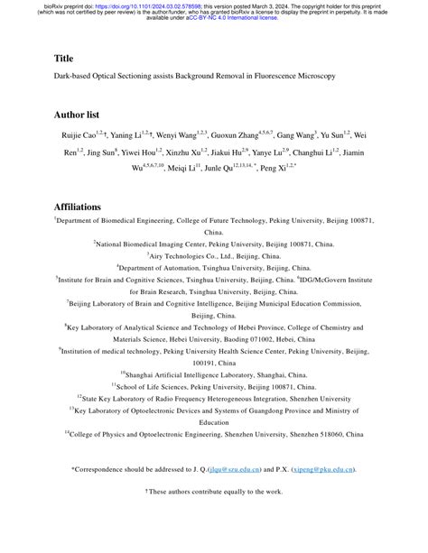 Pdf Dark Based Optical Sectioning Assists Background Removal In