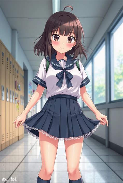 Anime Girl Schoolgirl Showing Her Panties Seaart Ai