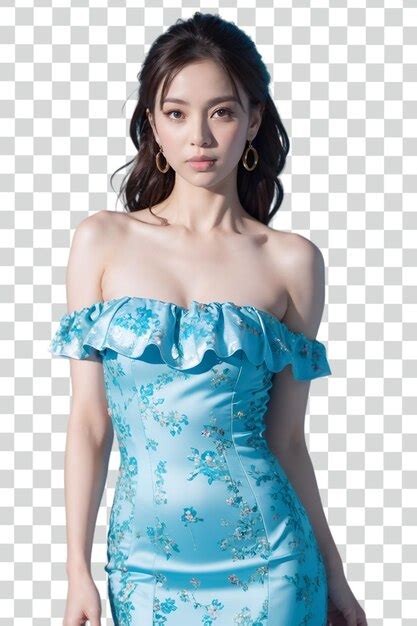 투명한 배경에 있는 아시안 섹시한 여자 프리미엄 Ai 생성 Psd