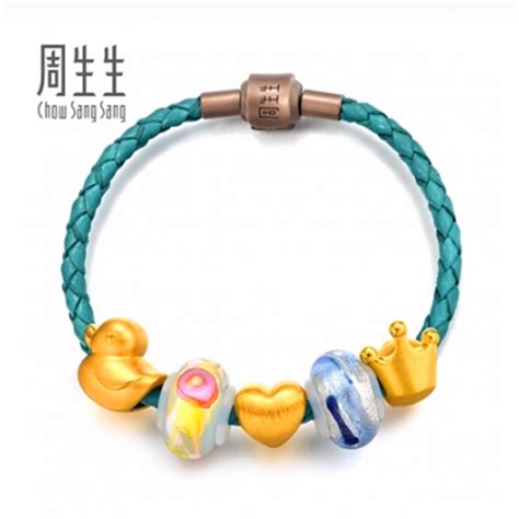 周生生 86037b 黄金足金charme串珠murano Glass手链