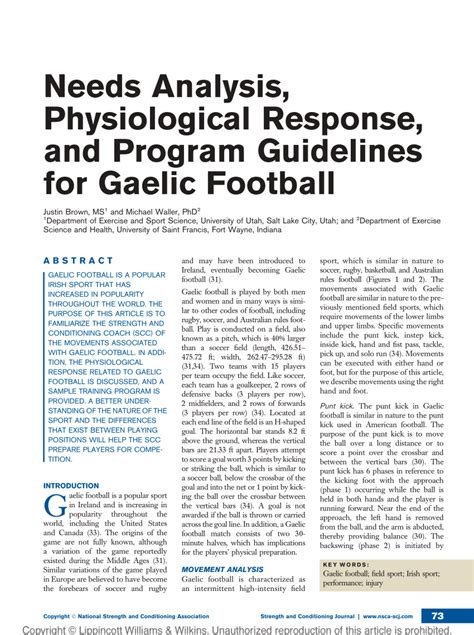 Pdf Needs Analysis Physiological Response And Program Guidelines