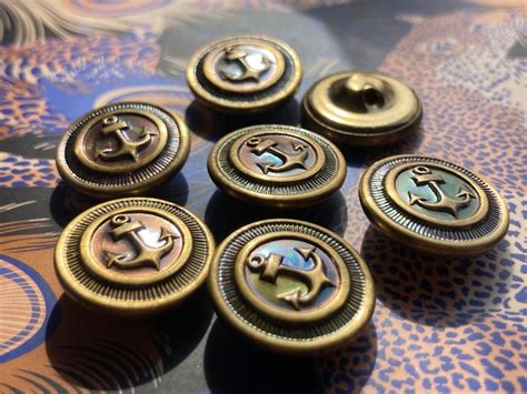 Old Metal Anchor Buttons Marine Maritim Buttons Mm Etsy