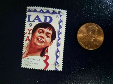 Nadia Comaneci Gymnastics Olympics Gold Medal Guyana Perforated Stamp
