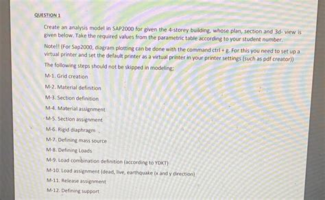 Solved Create An Analysis Model In Sap2000 For Given The