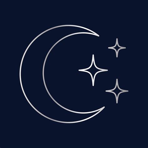 Premium Vector Doodle Line Art Silver Moon With Stars On Dark Blue
