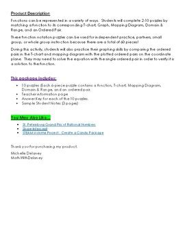 Function Puzzles By MathWithDelaney Teachers Pay Teachers