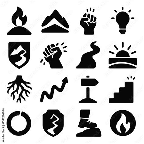 Perseverance Symbol Icons Solid Style Icons Of Perseverance Symbols