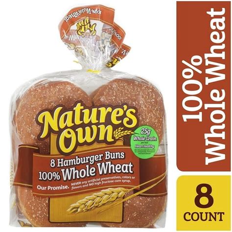 Natures Own 100 Whole Wheat Hamburger Buns 8 Ct 15 Oz Soft And Healthy