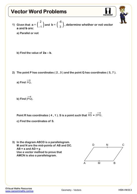 Vector Word Problems Worksheet Pdf Printable Geometry Worksheet