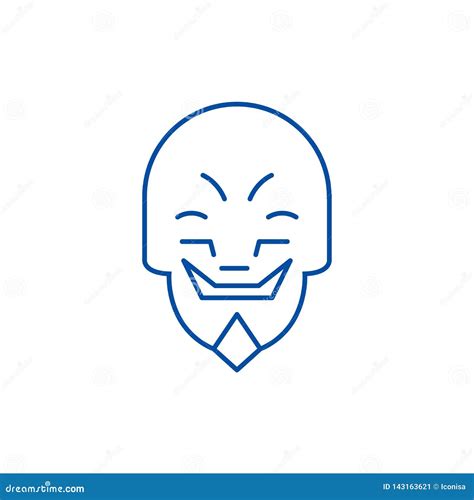 Grimacing Mask Emoji Line Icon Concept Grimacing Mask Emoji Flat
