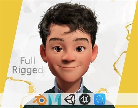 3d Model Dynamic Toon Guy Realtime Rigged Cartoon Male 3d Model Vr
