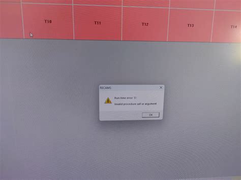 error recams run time 5 invalid procedure call or argument
