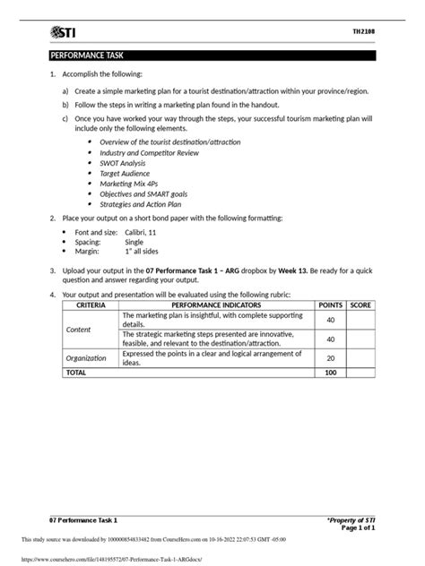 07 performance task 1 arg pdf marketing business economics