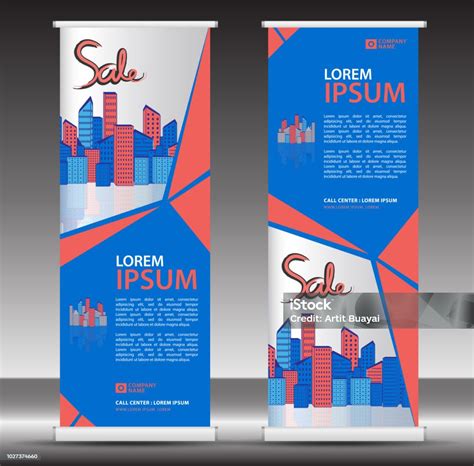 롤업 배너 템플릿 디자인 올려 디스플레이 광고 전단 포스터 프리 젠 테이 션 기업 웹 레이아웃 현대 창조적인 개념 도시 벡터 일러스트 레이 션 배너 간판에 대한 스톡 벡터
