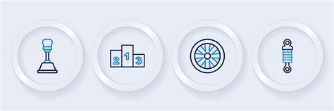 세트 라인 쇼크 업소버 스톱워치 스포츠 우승자 연단 및 기어 시프터 아이콘에 대한 상 벡터 경쟁에 대한 스톡 벡터 아트 및 기타 이미지 Istock