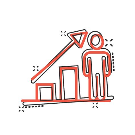 人们在漫画风格的增长箭头图标。工作策略卡通矢量插图在白色孤立的背景。培训喷溅效果办公室经营理念。 模板素材 稿定设计