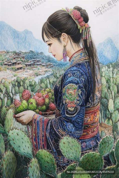 Ai创作图村姑采摘图 壮族少女手绘 村姑形象绘画 手绘采茶的村姑 侗族美女插画 手绘采茶女 湄洲女插画 手绘摘刺梨的女孩 手绘农家女 手绘侗族美女 手绘羌族美女 农村姑娘插画 手绘壮族美女