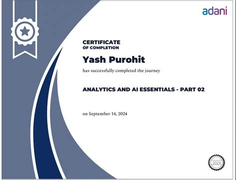 Celebrating My New Certification Analysis And Ai Essentials Part 02 Yash Purohit