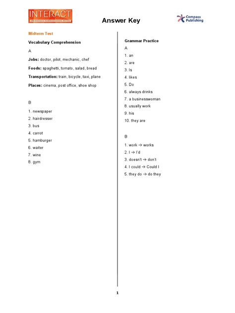 Analysis Of An English Language Midterm Exam Answer Key Pdf