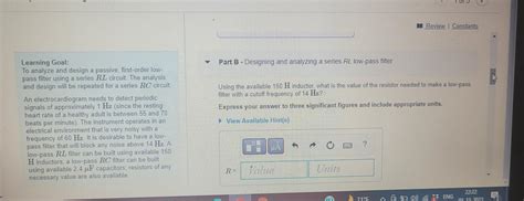 Solved Learning Goal Part B Designing And Analyzing A Chegg