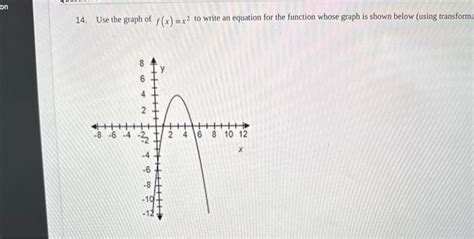 Solved 14 Use The Graph Of F X X2 To Write An Equation For Chegg Com