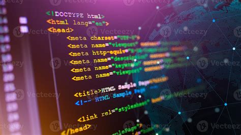 Html Code On Computer Monitor Software Web Developer Programming Code