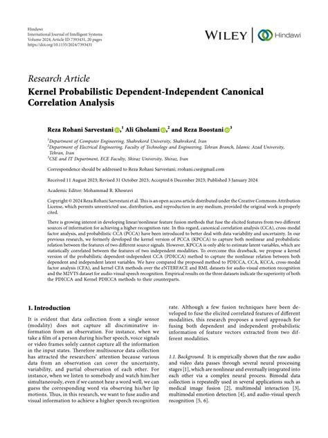 Pdf Kernel Probabilistic Dependent Independent Canonical Correlation
