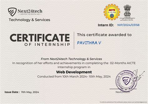 Pavithra V On Linkedin Webdevelopment Internship Next24technology Aicte Professionalgrowth