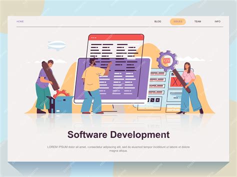 Premium Vector Software Development Web Concept For Landing Page In Flat Design Man And Woman