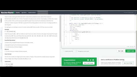 jumping on the clouds hackerrank youtube
