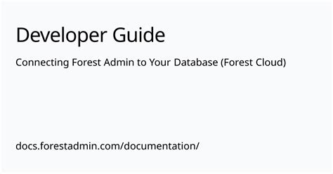 Connecting Forest Admin To Your Database Forest Cloud Developer Guide