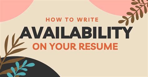 How To Write Availability On Your Resume