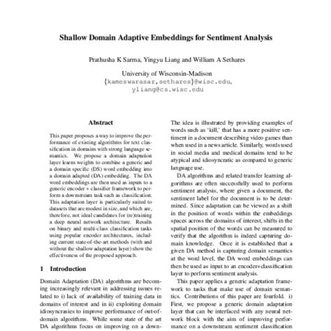Shallow Domain Adaptive Embeddings For Sentiment Analysis Acl Anthology