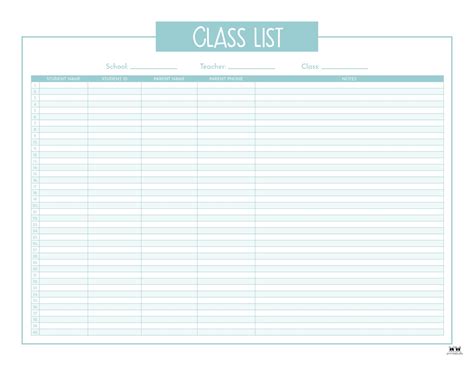 Class List Templates 12 Free Printables Printabulls