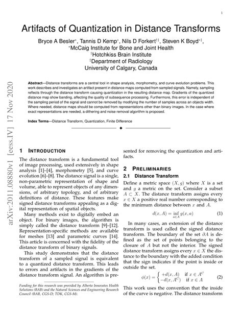 Pdf Artifacts Of Quantization In Distance Transforms