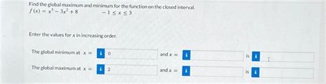 Solved Find The Global Maximum And Minimum For The Function
