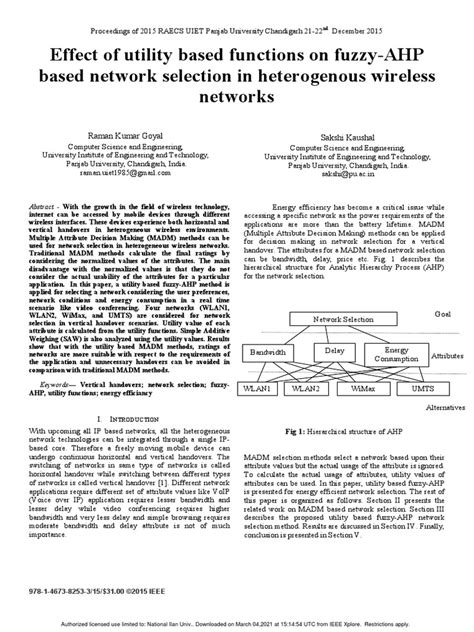 effect of utility based functions on fuzzy ahp based network selection in heterogenous wireless