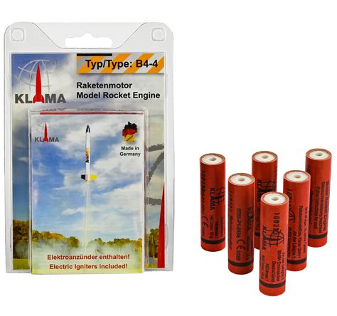 Rocket Motors And Consumables Klima Model Rocket Motors B4 4 Six Pack 18mm Klima Model