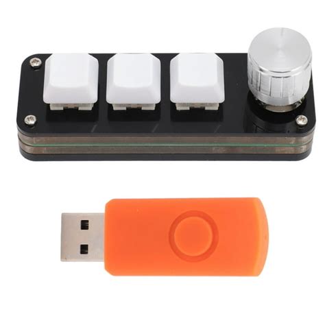 Keyboard Mini 3 Key Keypad With Knob Custom Programming Hot Swappable Blue Switch One Handed