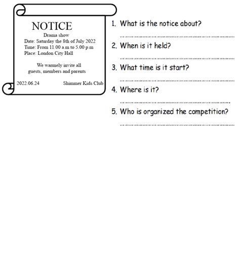 Notice Worksheet For Grade 4 Pdf