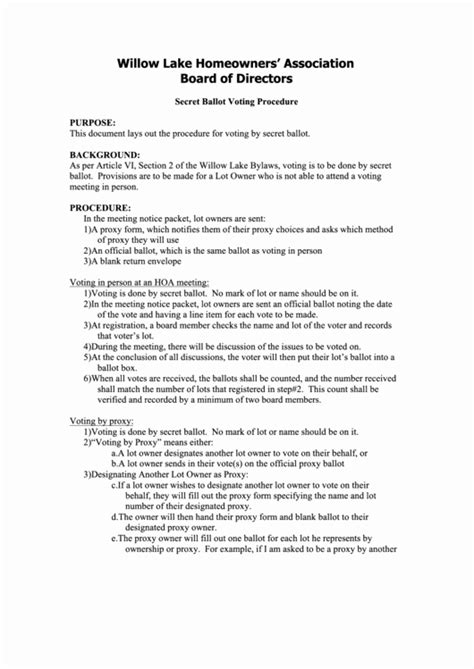 Hoa Proxy Vote Form Template Peterainsworth